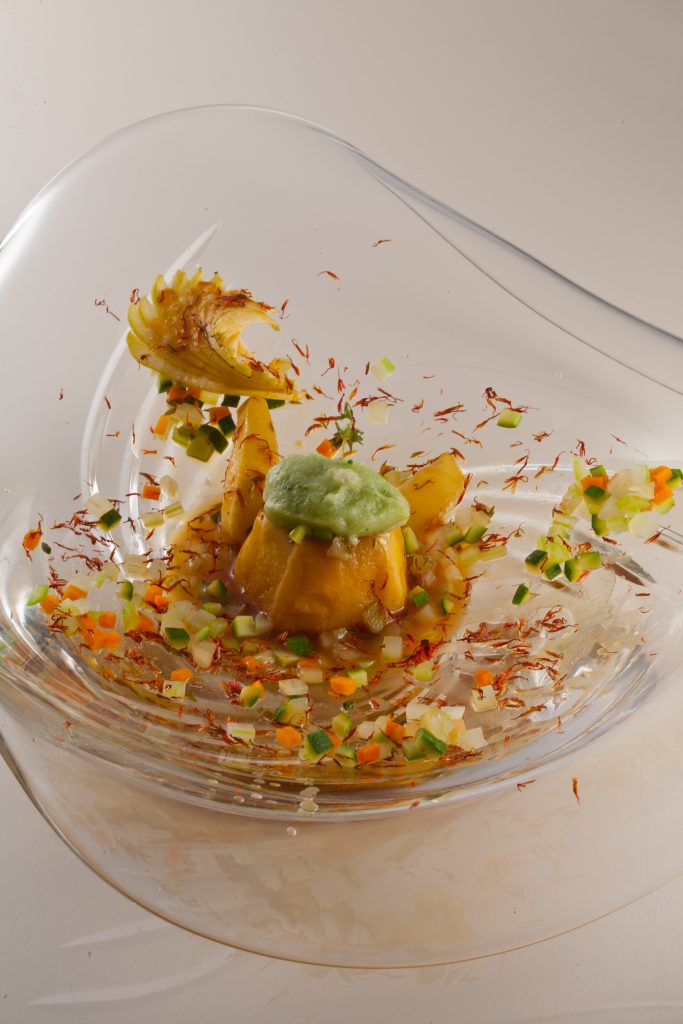 Mela cotta allo Zafferano con Minestrone di Verdure - Italian Gourmet